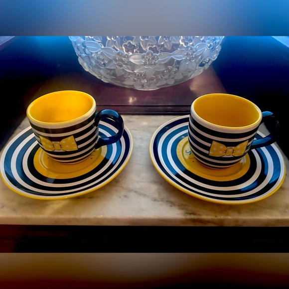 Kitchen | Disney Store Exclusive Yellow Minnie Mouse Teacup Set Stripes ...